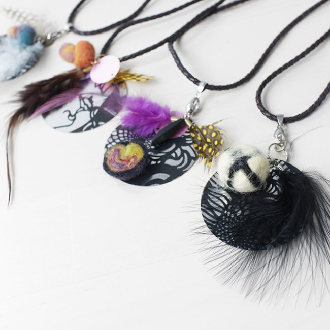 Felting jewelry – necklace – Hong Kong Craft Center by Debbie Leung